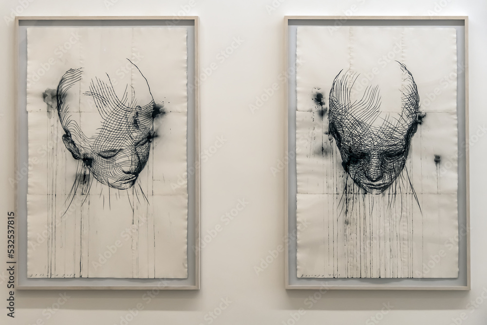 Interior of The Picasso Museum occupies the Grimaldi Castle (1608 ...