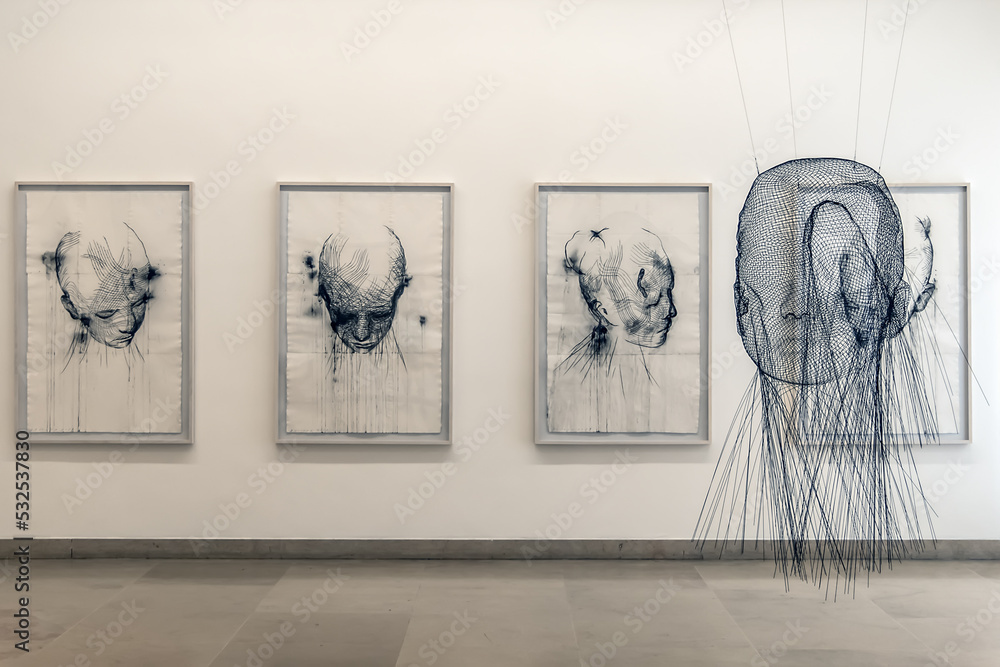 Interior of The Picasso Museum occupies the Grimaldi Castle (1608 ...