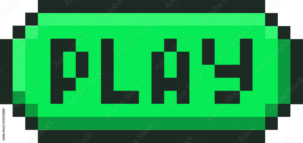 Pixel play button. Vector illustration Stock Vector | Adobe Stock
