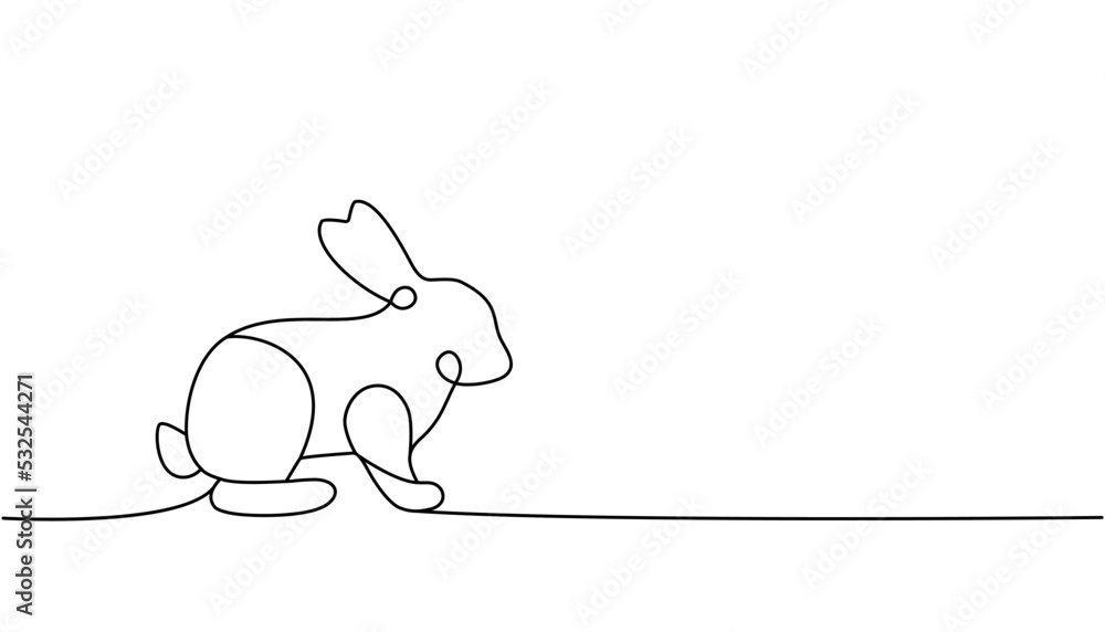 Rabbit one line continuous drawing. Bunny symbol. Farm animal ...