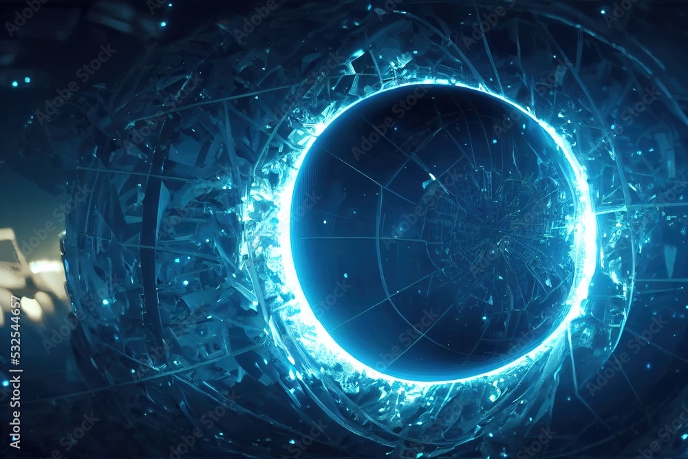 3d render, neon abstract background, geometric shapes in ultraviolet ...