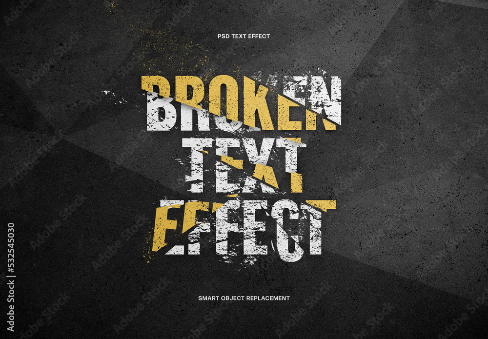 Broken Color Text Effect Mockup Stock Template | Adobe Stock