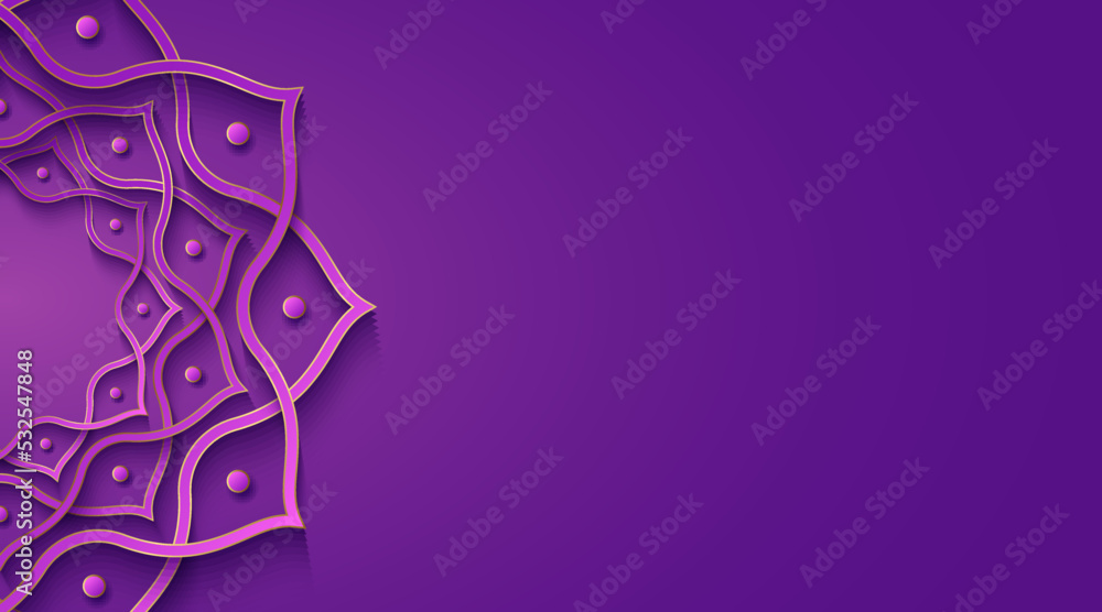 Indian mandala background in paper cut style. Ornament of purple lotus ...