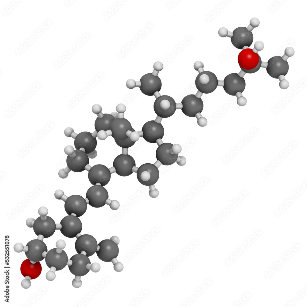 Calcifediol (calcidiol, 25-hydroxyvitamin D) molecule. Blood marker of ...