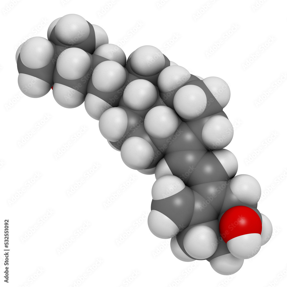 Calcifediol (calcidiol, 25-hydroxyvitamin D) molecule. Blood marker of ...