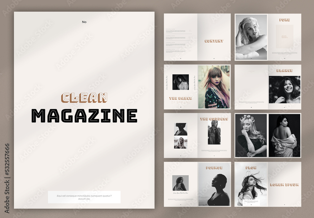 Clean Magazine Layout Stock Template | Adobe Stock