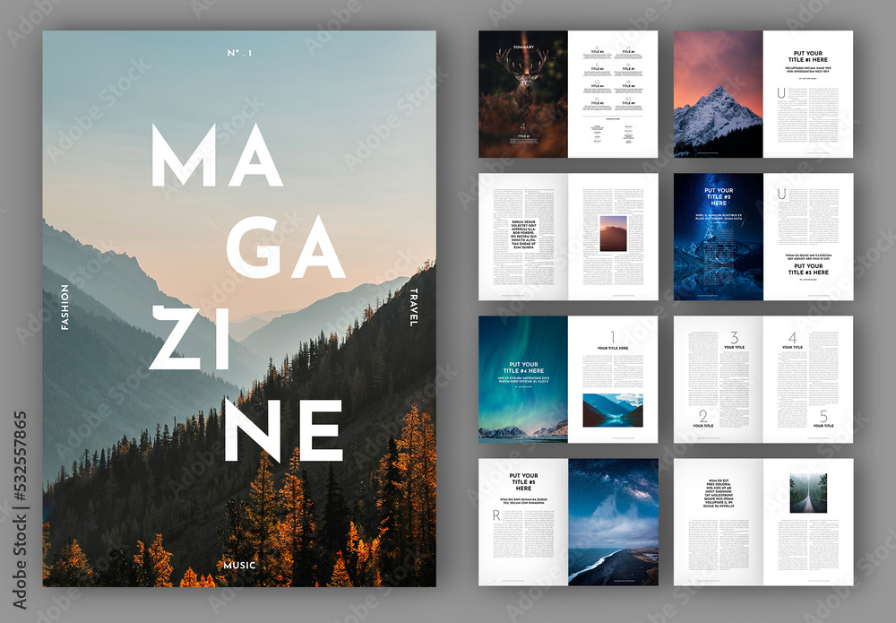 Magazine Layout Stock Template | Adobe Stock
