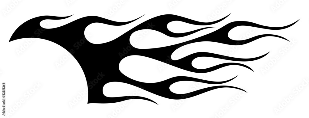 Vector fire flame silhouette tattoo airbrush stencil and vinyl cut graphic Stock Vector | Adobe ...