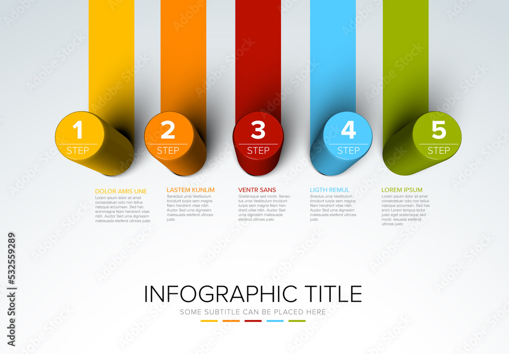 Minimalistic Five Steps Template with Cylindric Circle Steps Stock ...