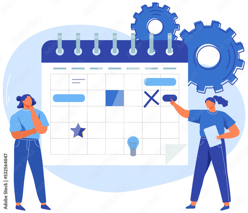 Business people planning schedule. Time management, tasks scheduling ...
