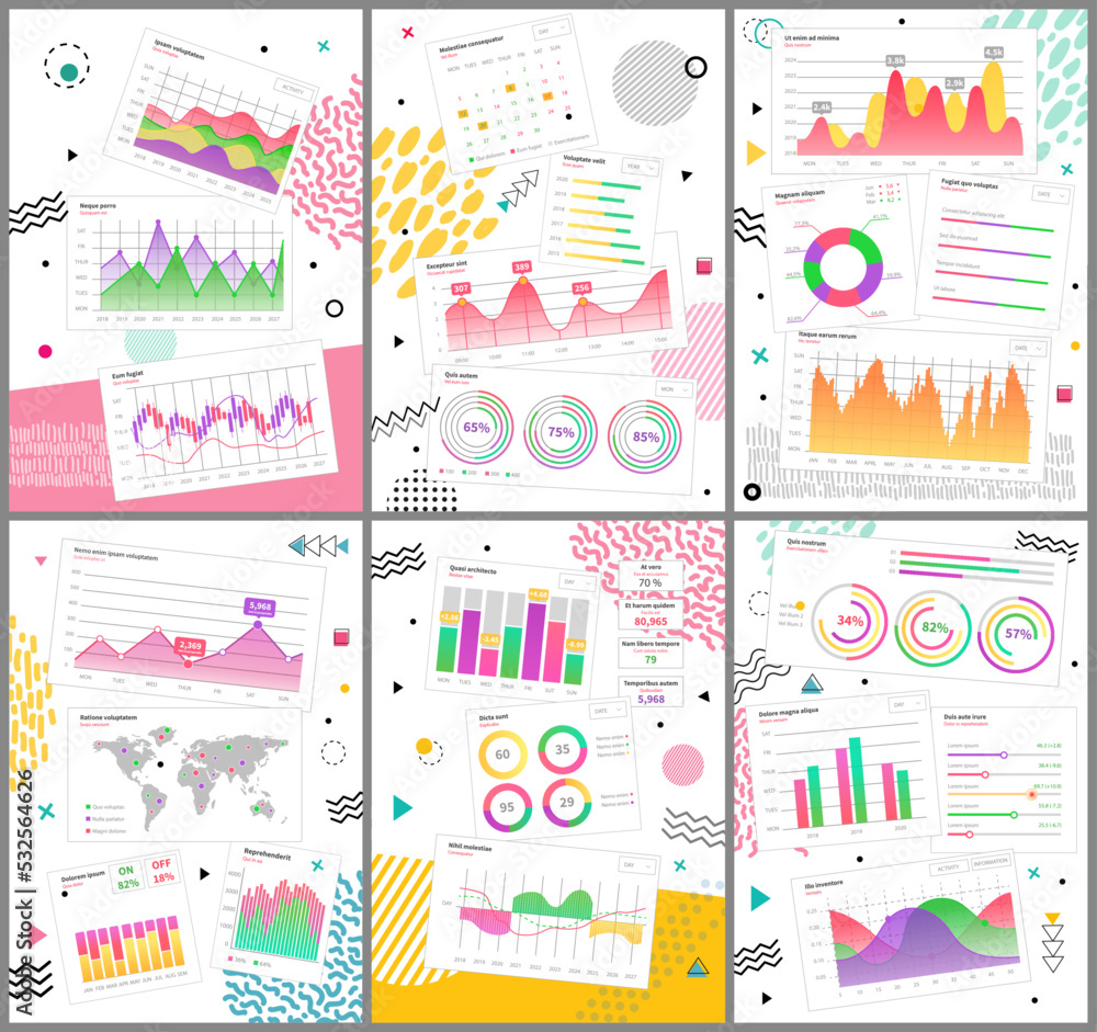 Infographic chart vector template. Annual statistics curve graph design ...