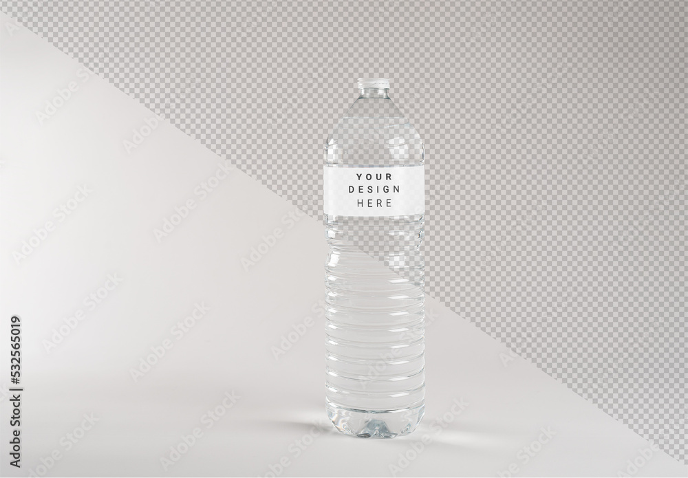 Transparent Mineral Water Plastic Bottle with Editable Label on ...