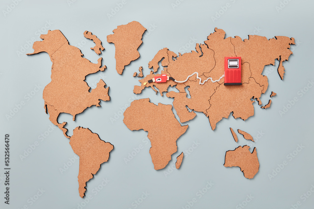 World map with paper petrol pump. Stock Photo | Adobe Stock