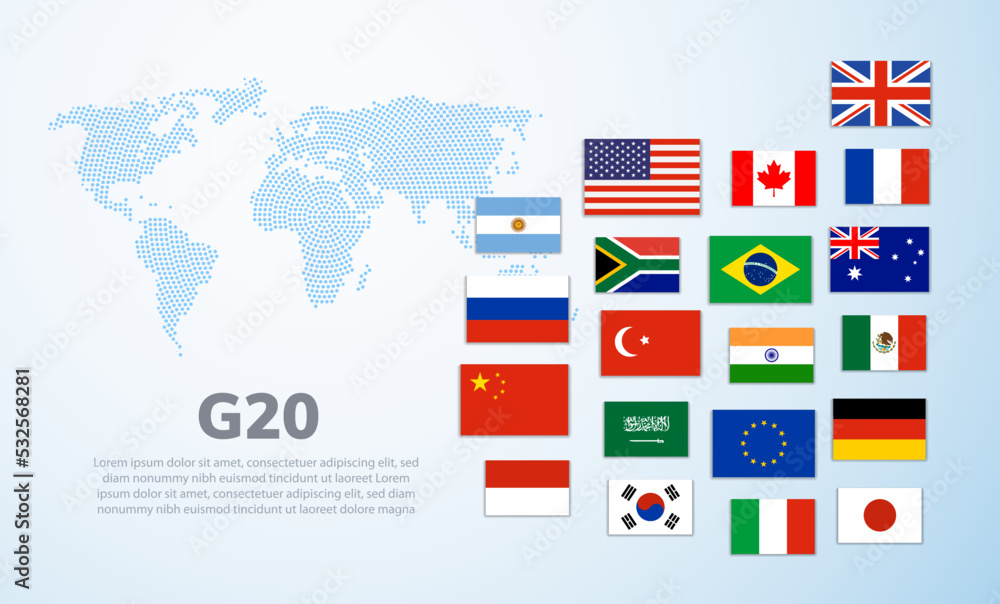 G20 world map countries infographic. Saudi Arabia Turkey Brazil ...