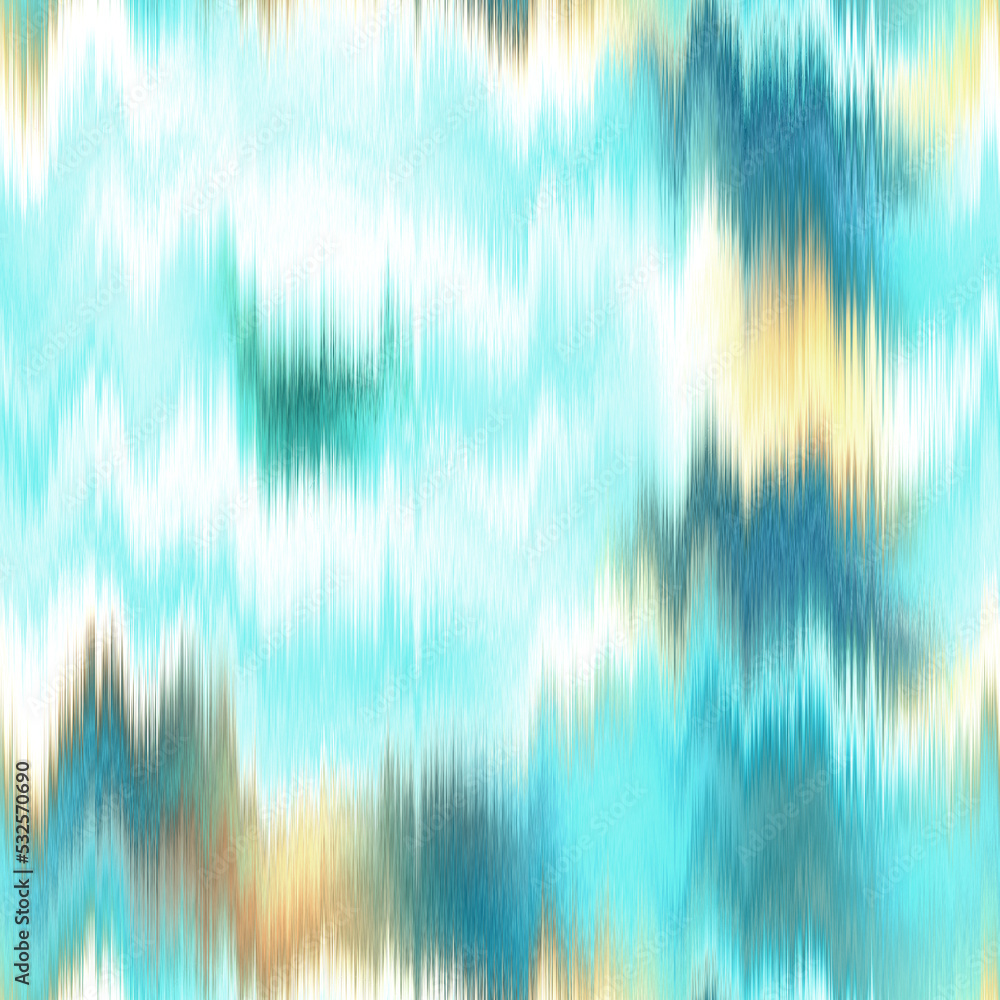 Washed teal blurry wavy ikat seamless pattern. Aquarelle effect boho ... Washed teal blurry wavy ikat seamless pattern. Aquarelle effect boho ...