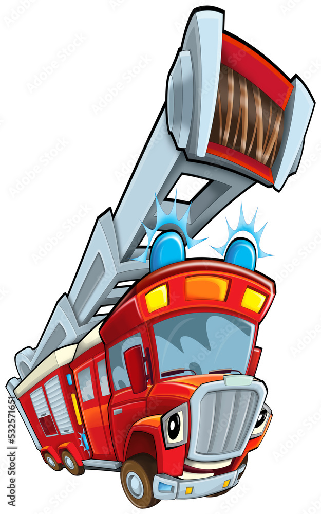 cartoon fireman car truck isolated illustration for children Stock ...