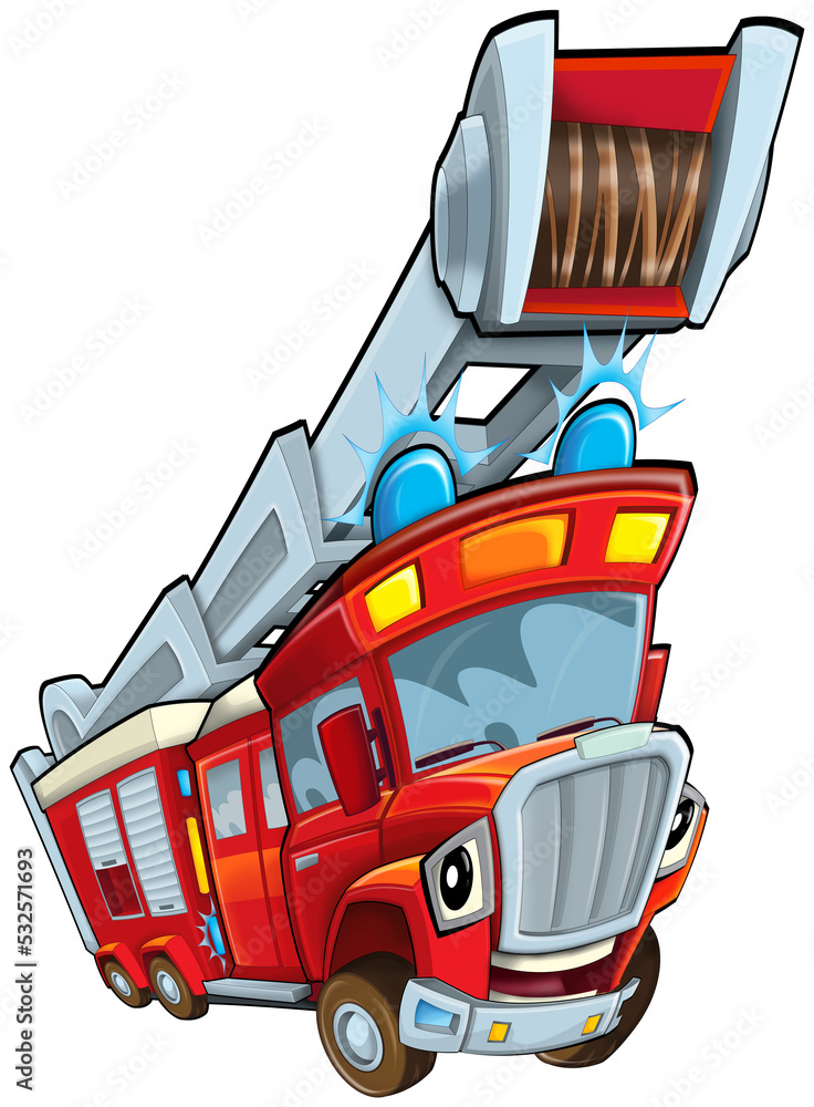cartoon fireman car truck isolated illustration for children Stock ...