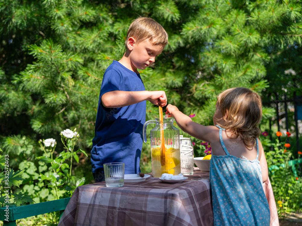 kids making lemonade Stock Photo | Adobe Stock