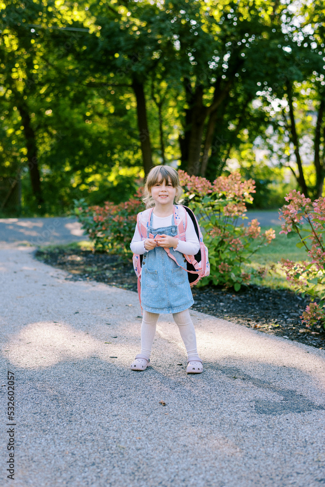 Little girl's first day of preschool Stock Photo | Adobe Stock