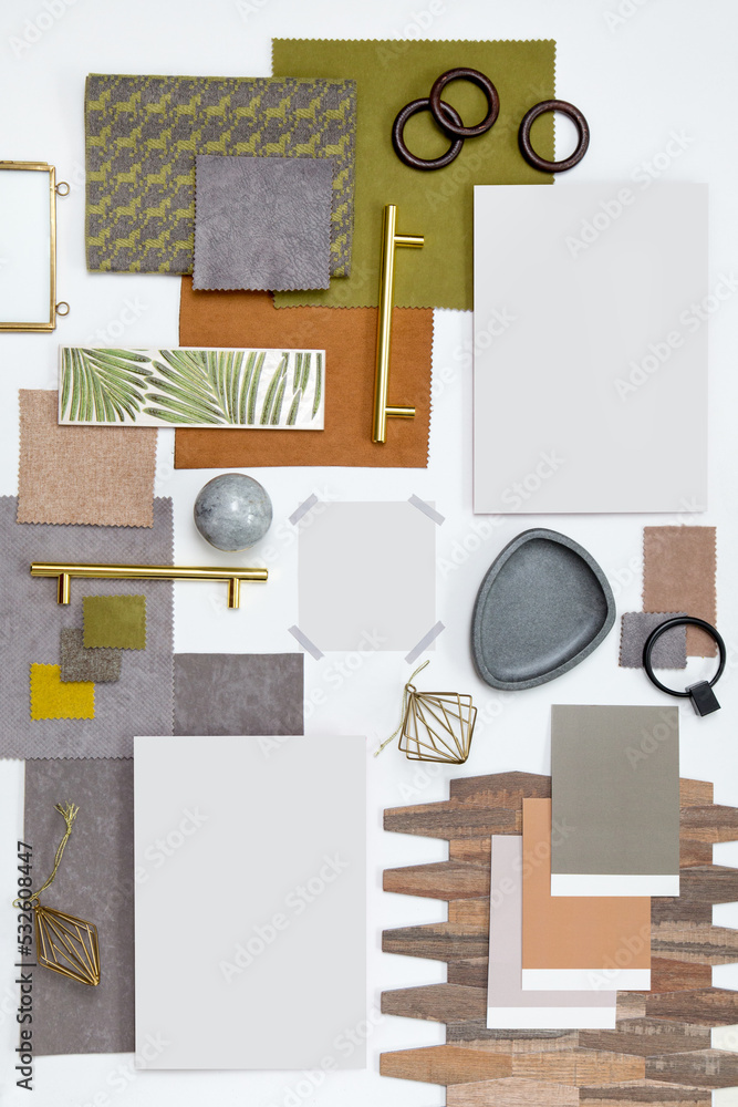 A design set of different materials for interior design Stock Photo ...