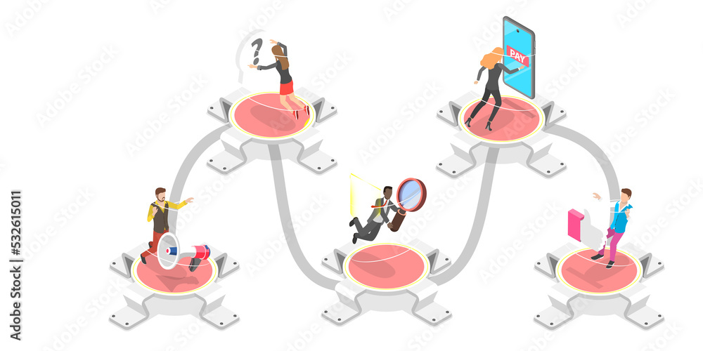 3D Isometric Flat Concept of Customer Journey Map. Stock Illustration | Adobe Stock