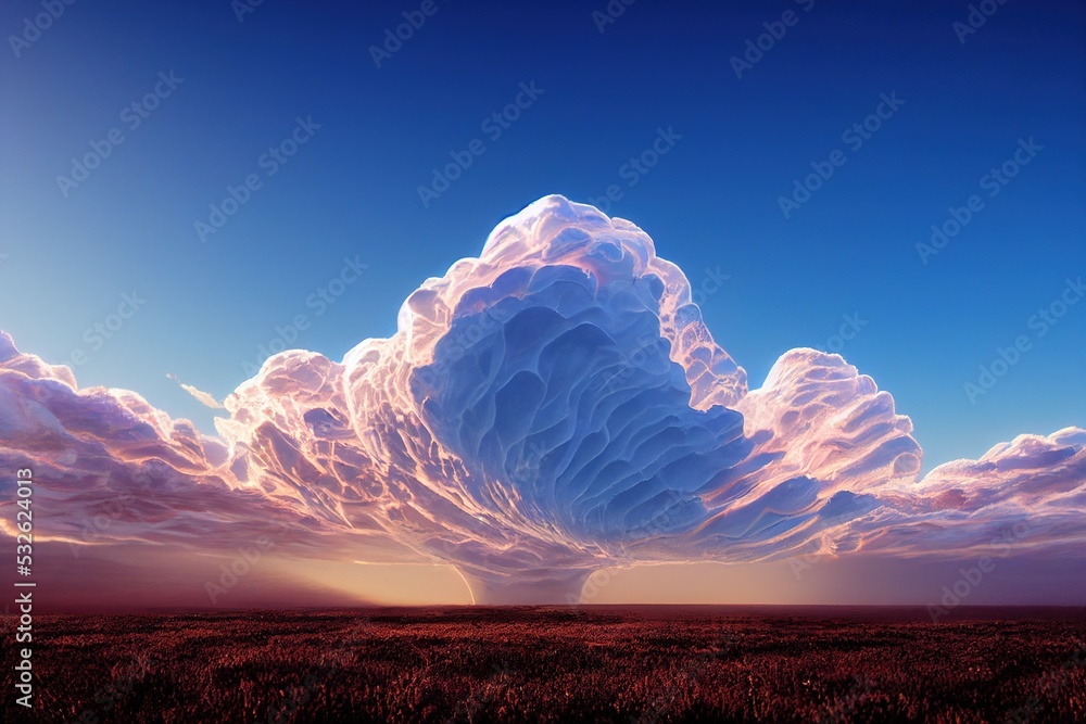 This is a 3D illustration of morning glory clouds in australia, a rare ...