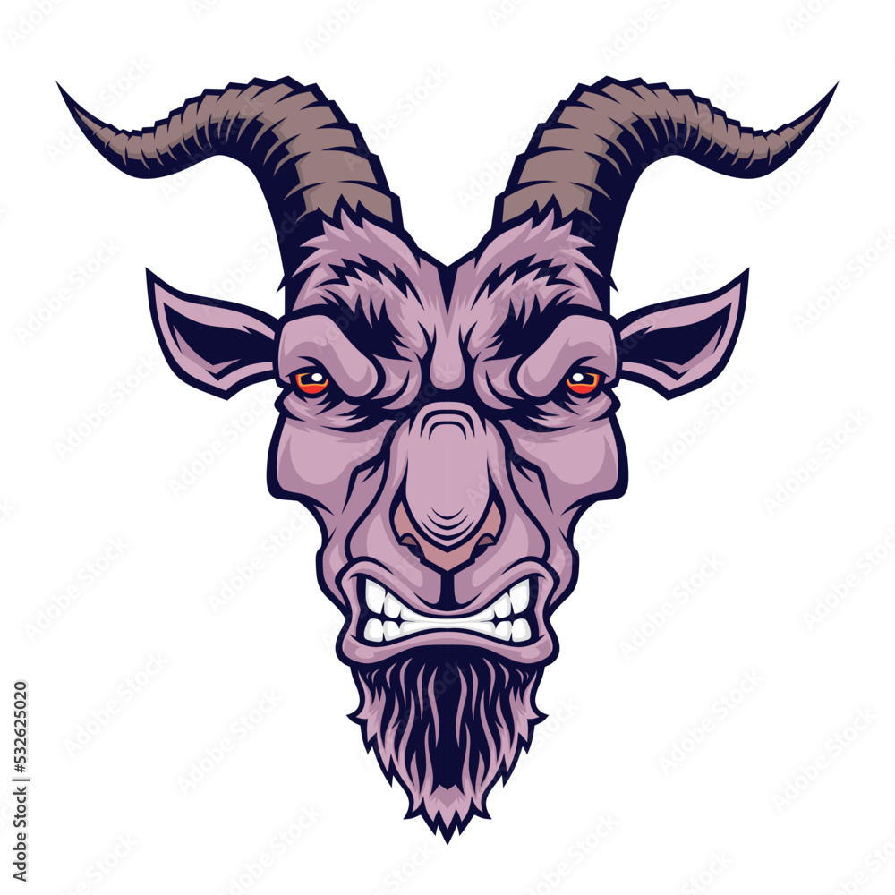 Angry goat head Stock Vector | Adobe Stock