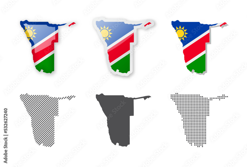 Namibia - Maps Collection. Six maps of different designs. Stock Vector ...