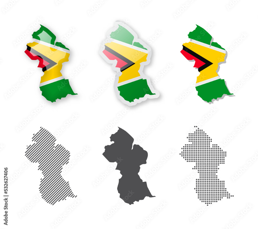 Vetor de Guyana - Maps Collection. Six maps of different designs. do ...