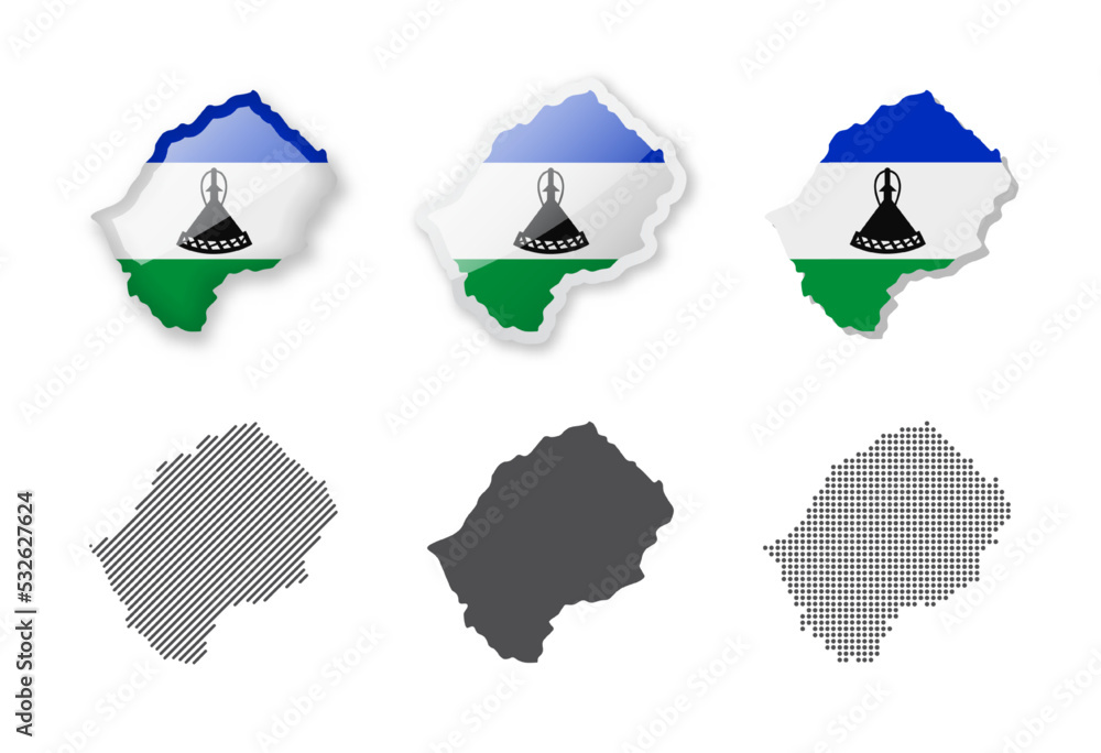 Lesotho Maps Collection Six Maps Of Different Designs Stock Vector Adobe Stock
