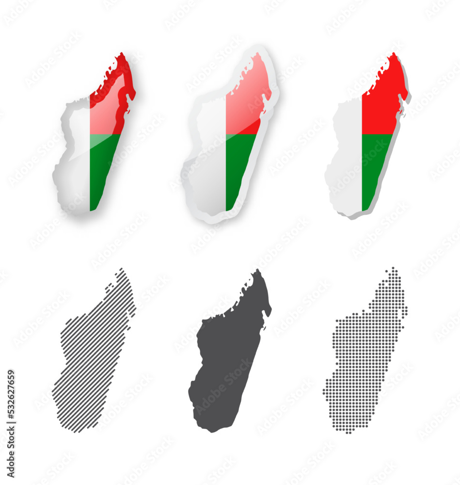Madagascar - Maps Collection. Six maps of different designs. Stock ...