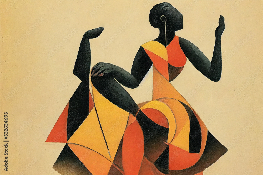Cubism figure of african woman. Abstract art painting Stock ...