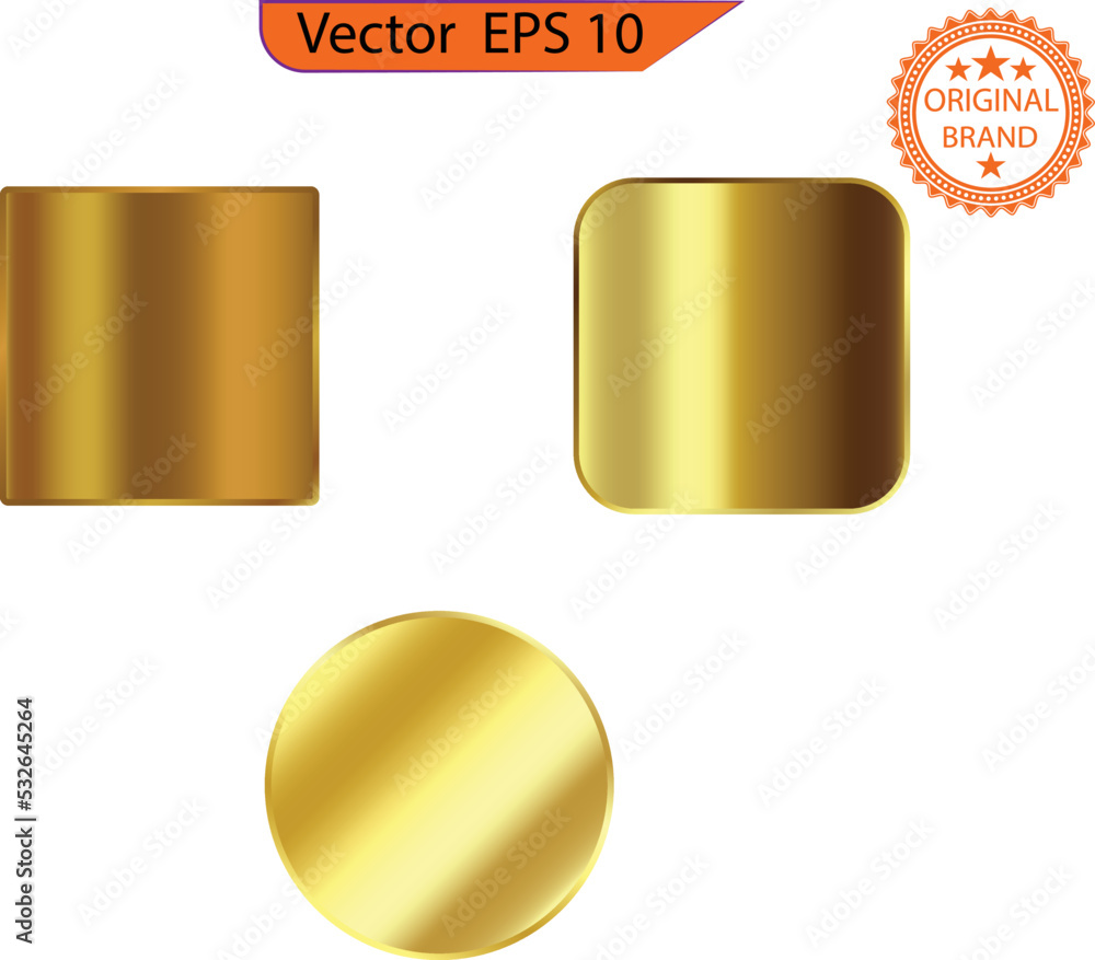 set of empty gold buttons and sliders, web icons and game icon set ...
