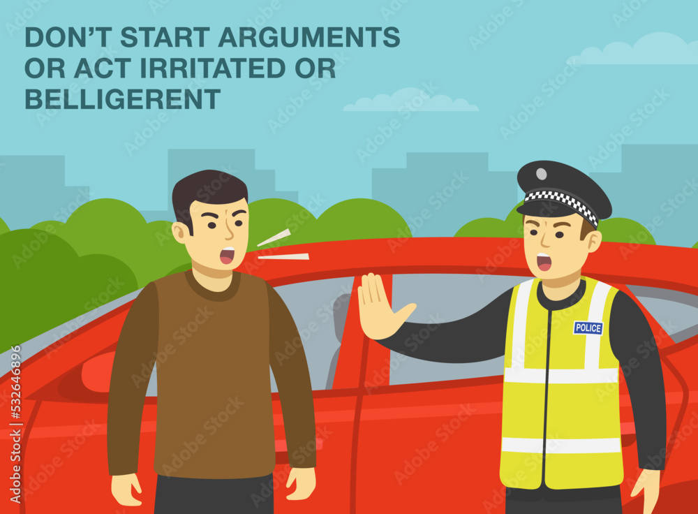 Photo & Art Print European traffic police officer pulls over a red car ...