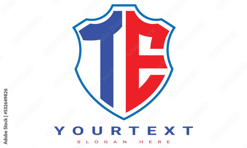 TE Two letters shield logo design. Stock Vector | Adobe Stock