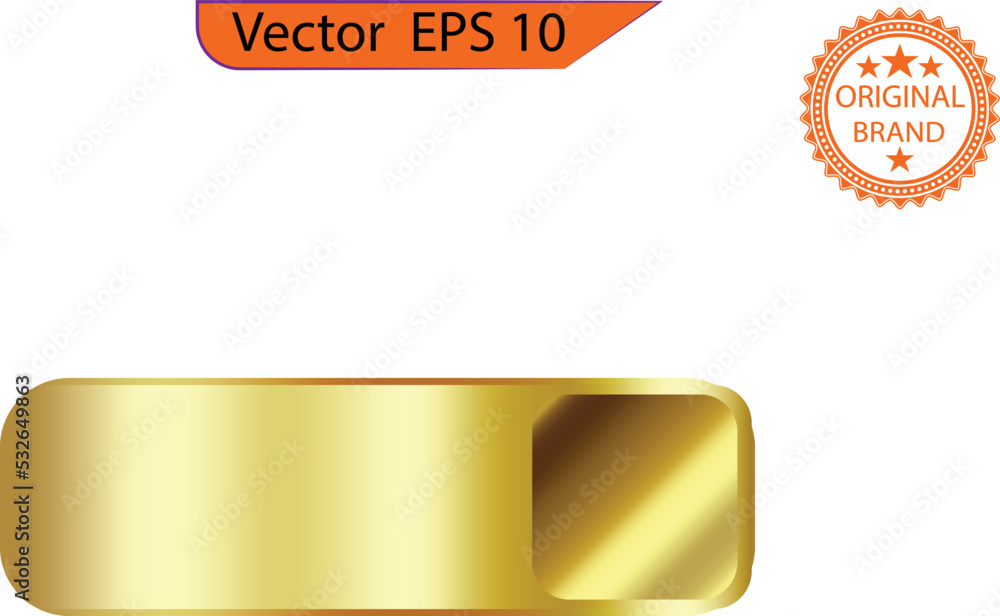 Set of empty glass gold buttons and sliders, web icons of different ...