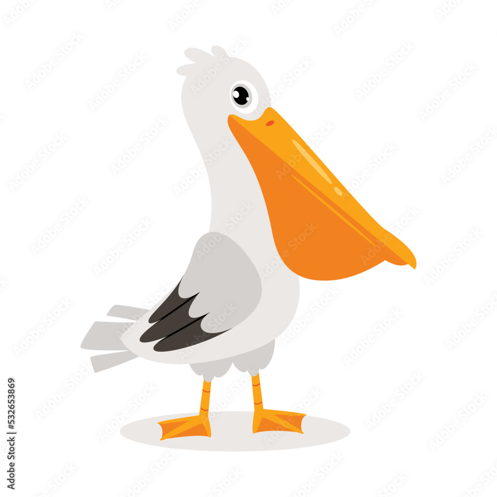 Cartoon Drawing Of A Pelican Stock Vector | Adobe Stock