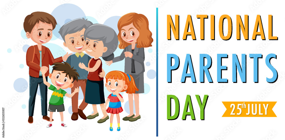 National Parents Day poster design with cartoon character Stock Vector ...