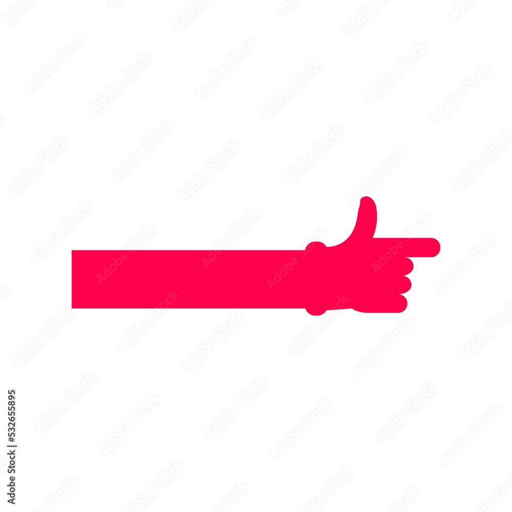 Long hand pointing direction with index finger. Vector illustration on ...
