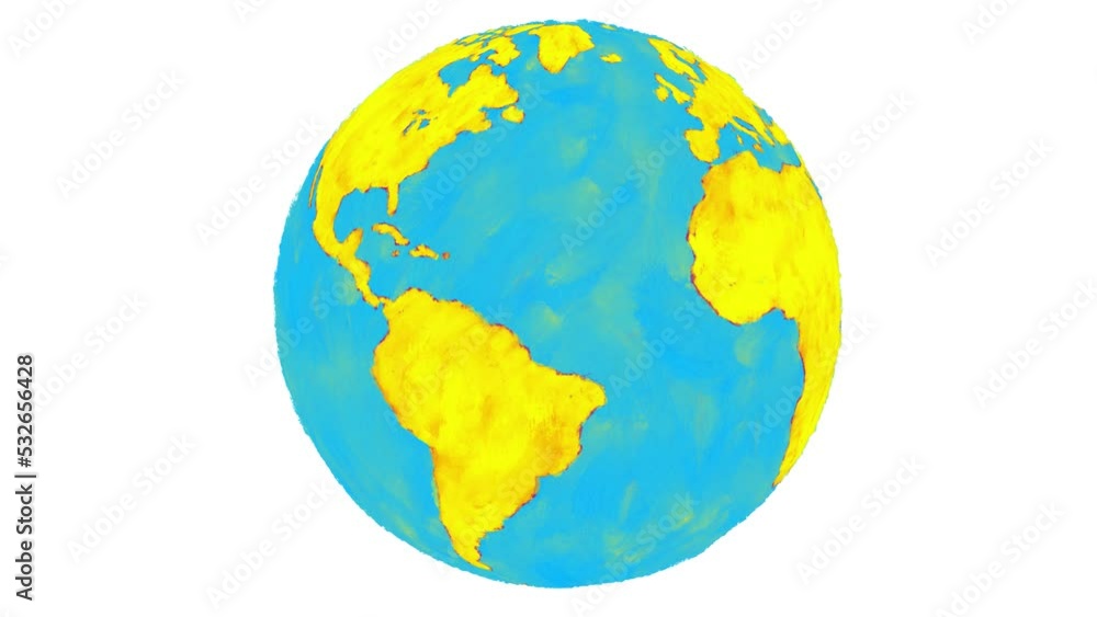 Earth globe smooth crayon drawing pulsing cartoon, animation. Earth day ...