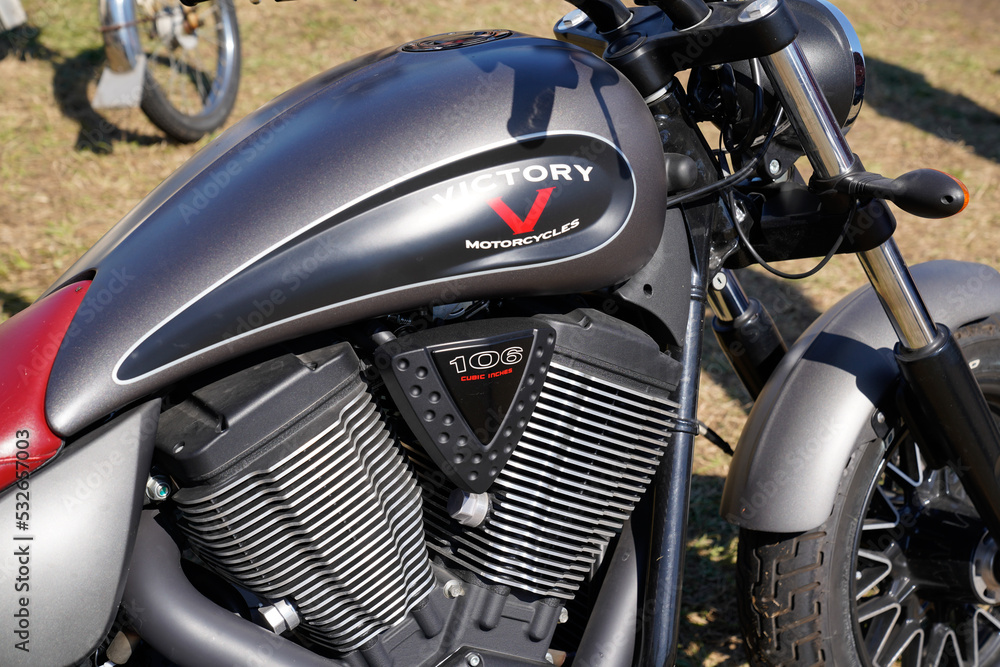 victory logo text and brand sign on fuel tank motorcycles 106 cubic ...