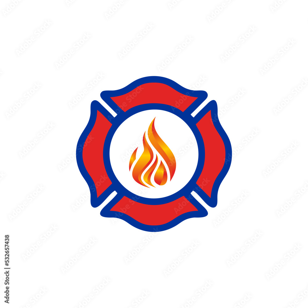 City fire department organization realistic logo emblem design with ...