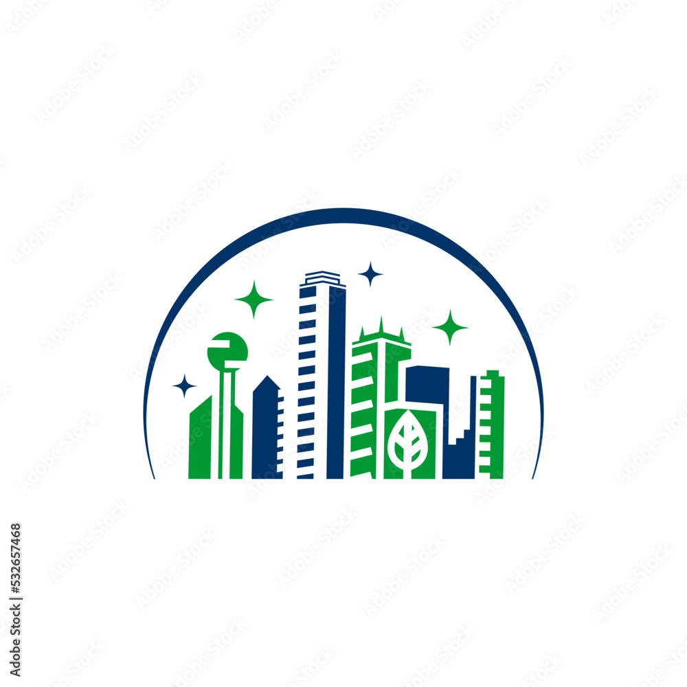 Vector set of city scape logos, building, property town, skyscrapers ...