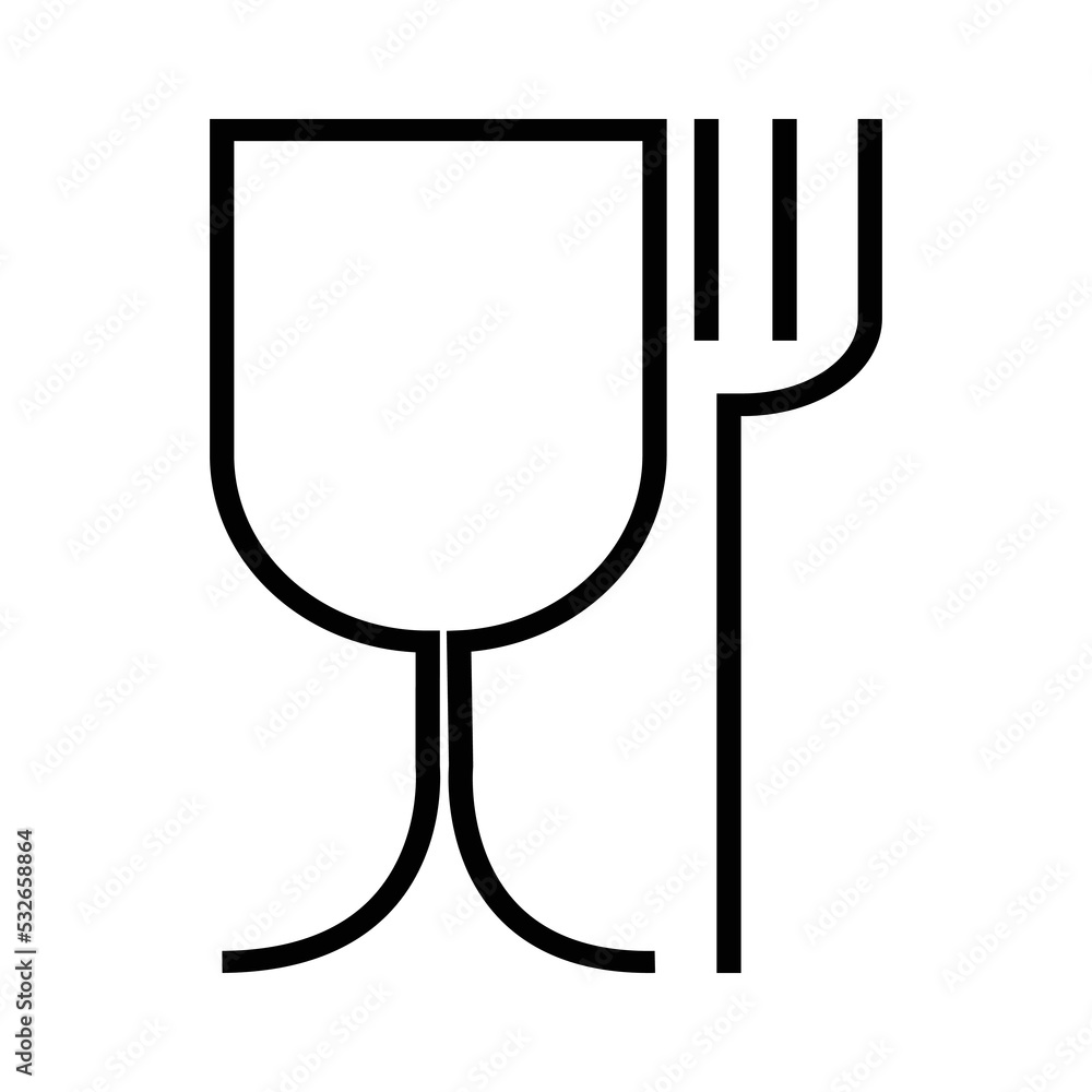 Food safe material sign,wine glass and fork symbol meaning plastics is ...