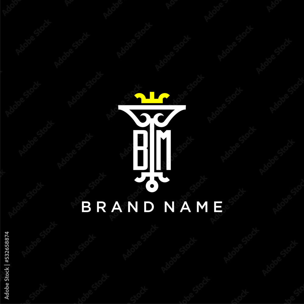 BM initial monogram brand logo design for crown vector image Stock ...