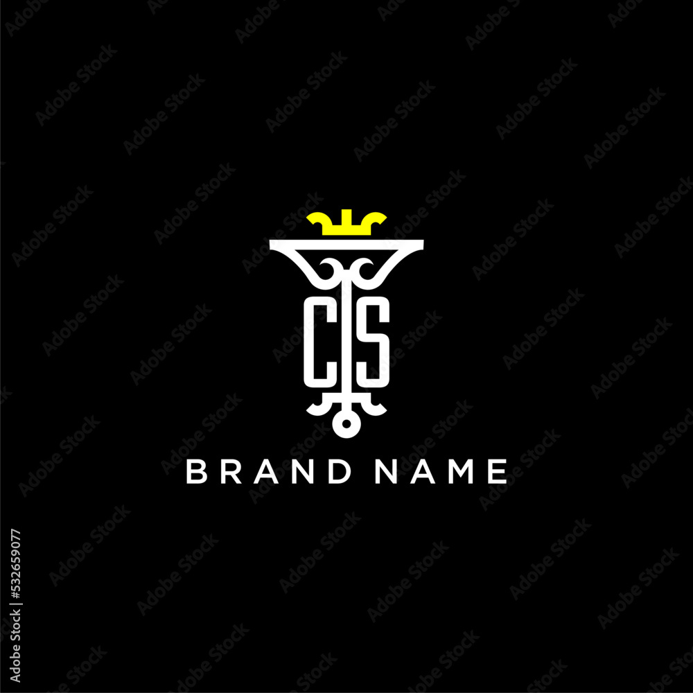 CS initial monogram brand logo design for crown vector image Stock ...