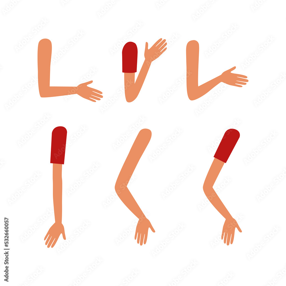 Human arms doing different gestures set. Teenage body parts constructor ...