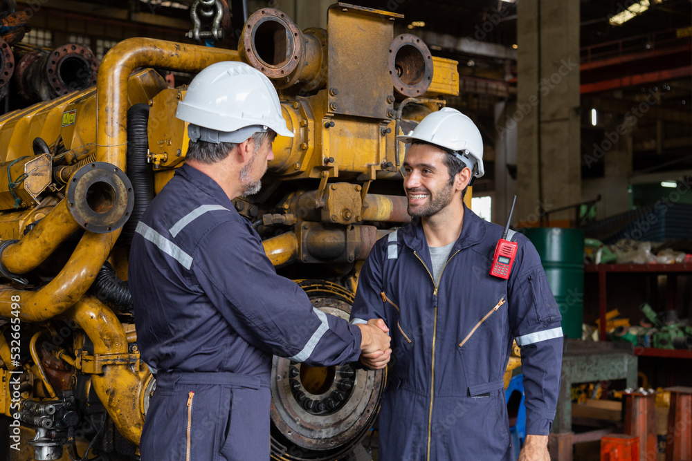 Engineer in the process of inspecting train engines Keep the machine ...
