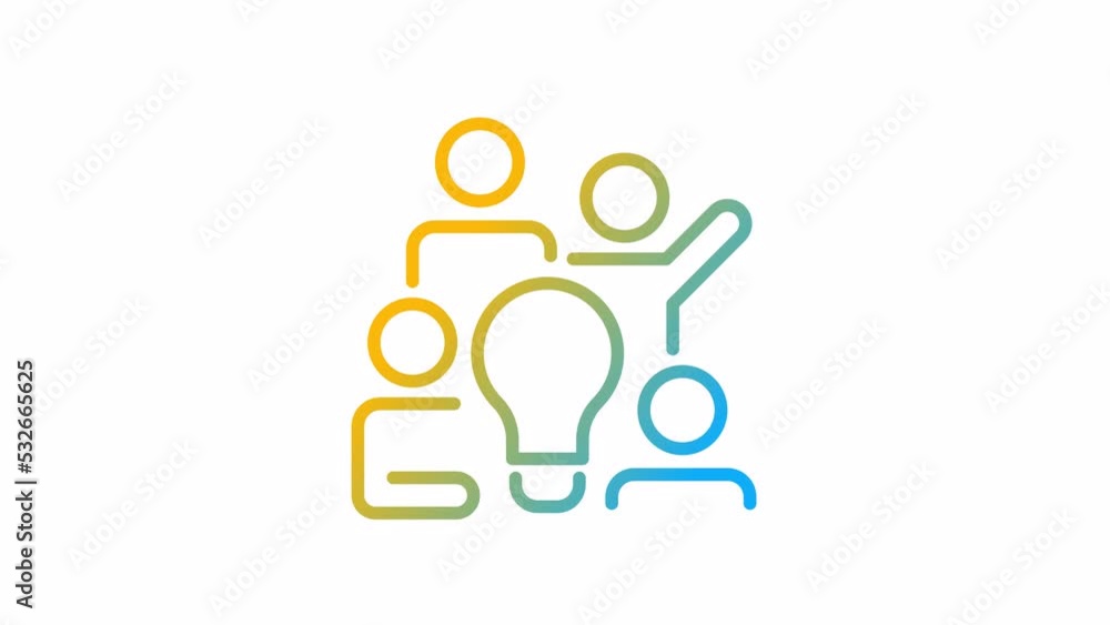 Animated brainstorming gradient icon. Generating ideas in group. Bringing together thoughts ...