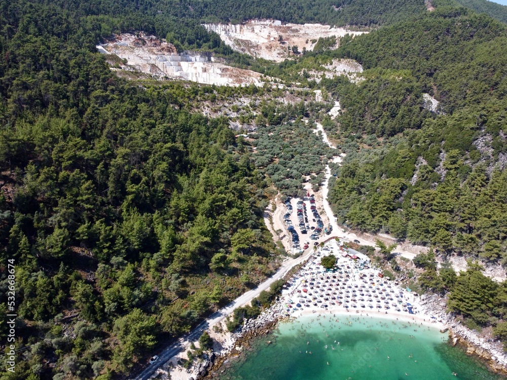Marble beach, Paralia Saralia beach, Thasos, île Grecque, Grèce Stock ...